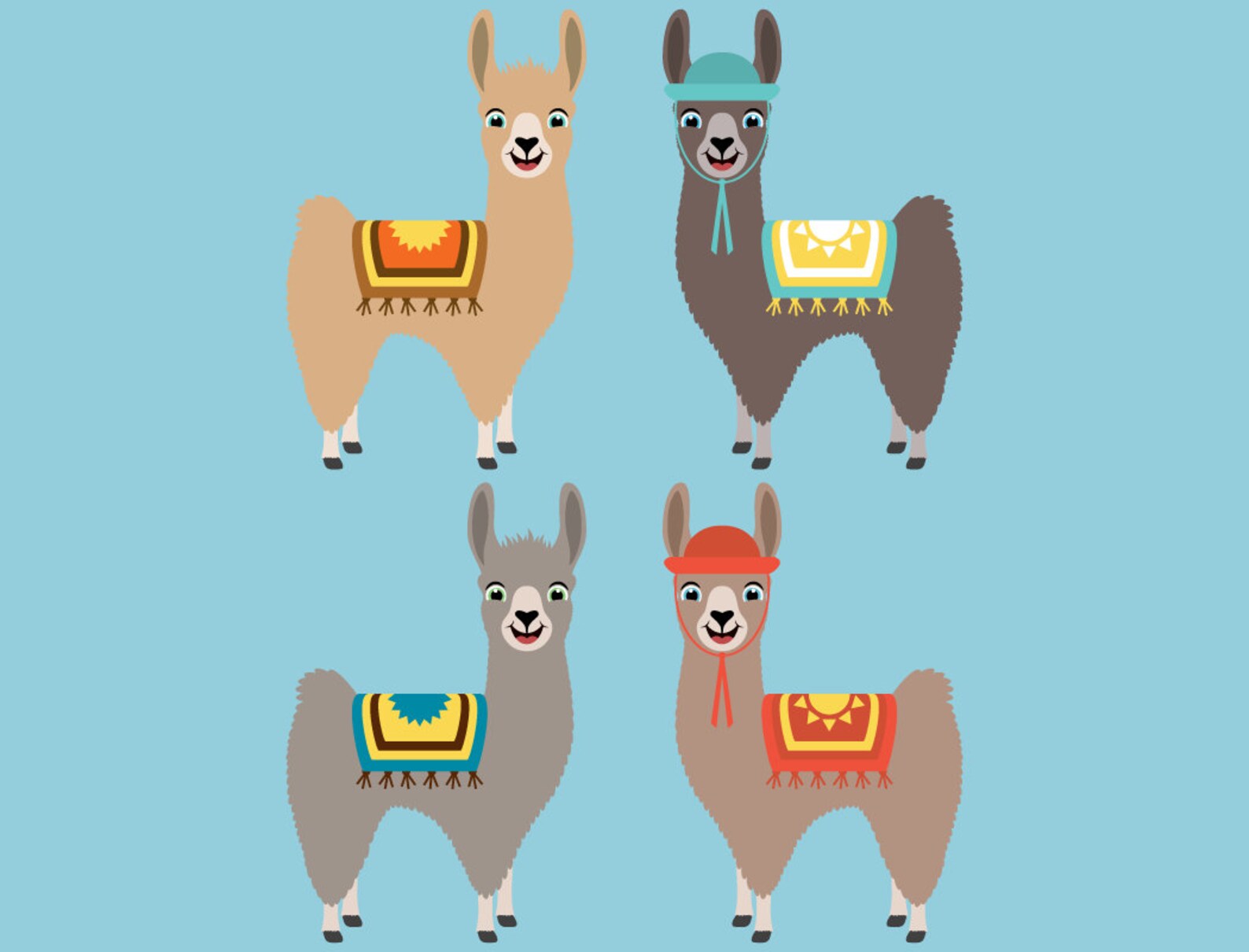 Cute Llama Clipart Bundle, Llamas Clip Art PNG, Printable Cactus Art ...