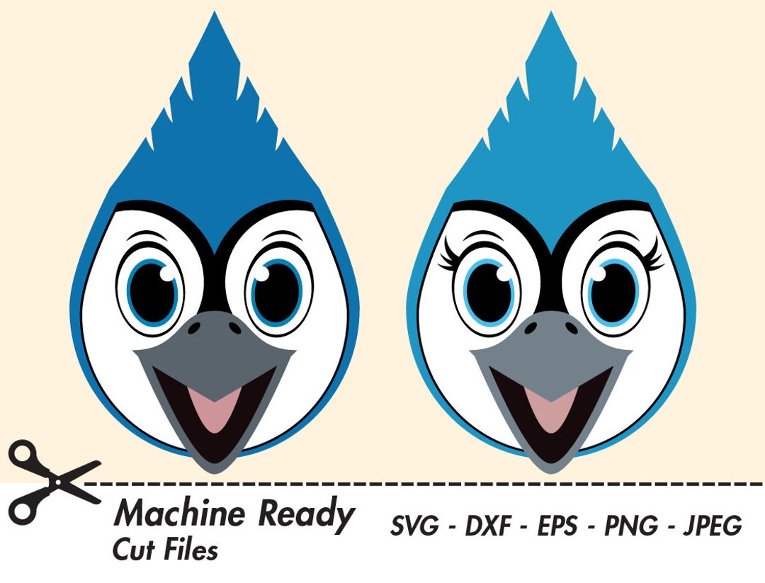 Cute Blue Jay Cut Files, Blue Jays Clipart, Bird Clip Art, Happy Bird ...