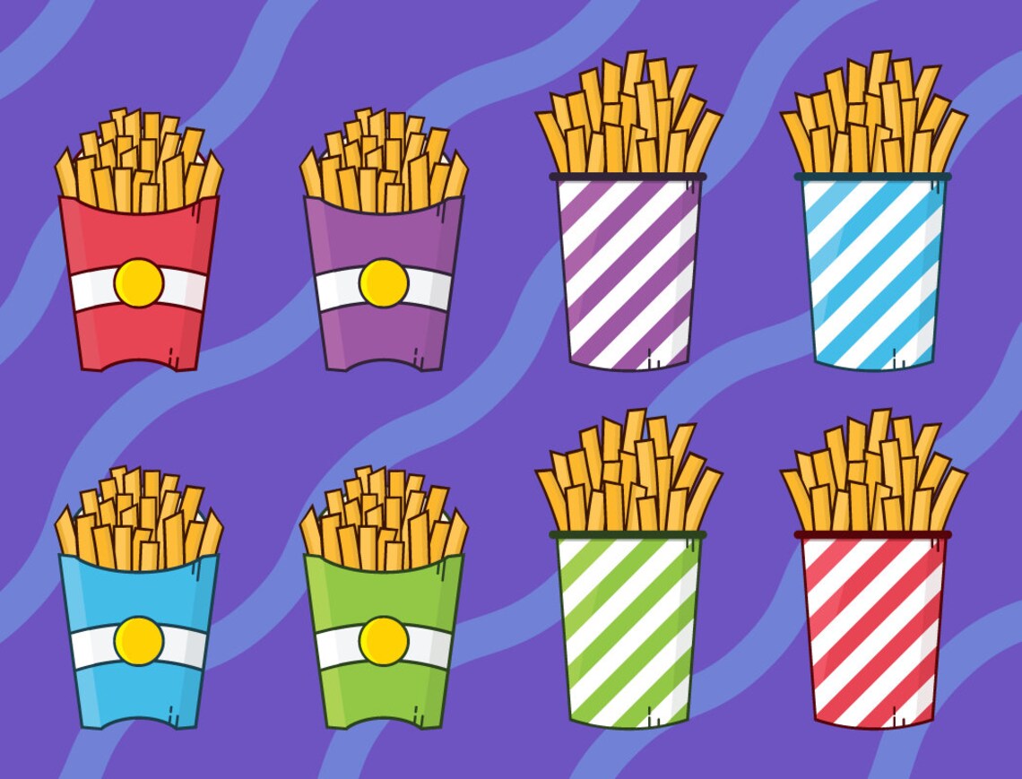 French Fries Clipart Fast Food Clipart Cute Food Clipart - Etsy