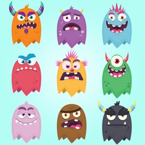 Monster Clip Art Bundle, Cute Monster Clipart, Monster Bash, Funny ...