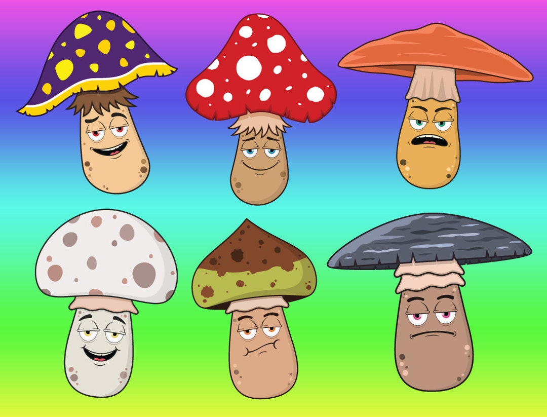 Cute Trippy Mushroom Clip Art, Mushrooms Clipart, Clip Art Fungi, Emoji ...