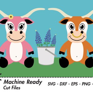 Cute Longhorn SVG Cut Files, Cattle Clipart, Farm Animal Clip Art ...