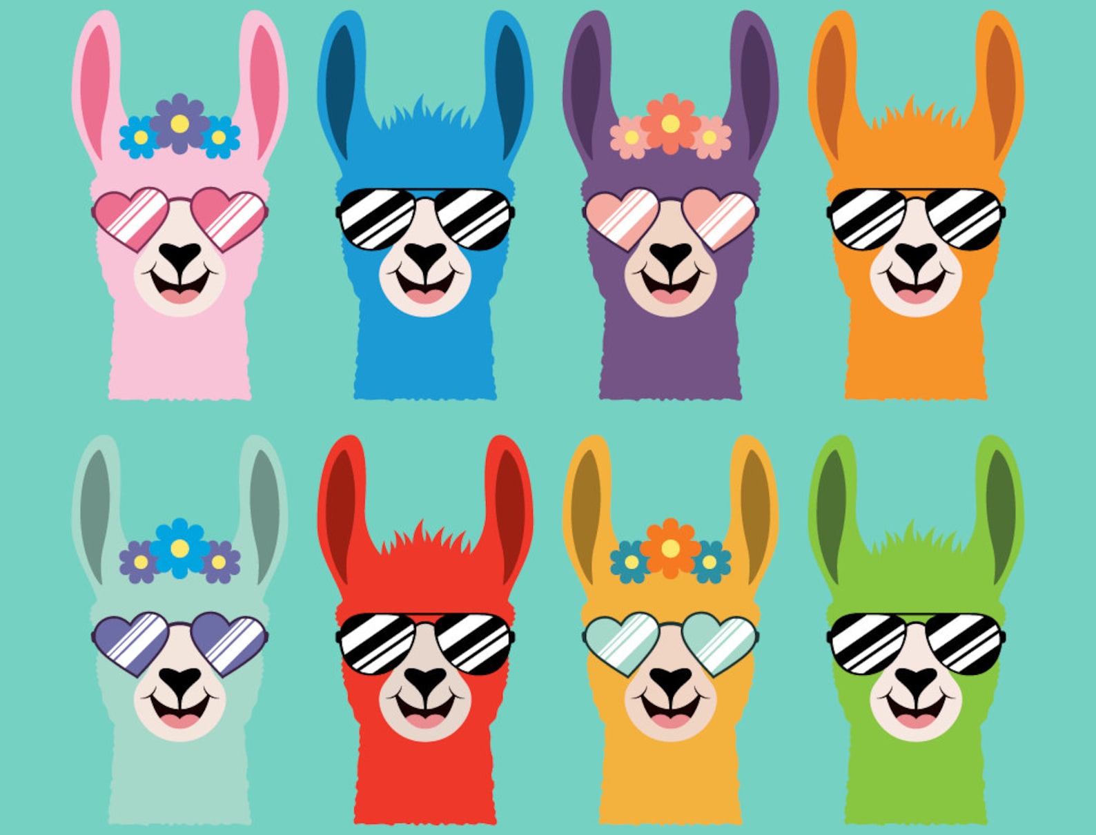 Llama Clipart Super Bundle Llamas Clip Art PNG Printable - Etsy