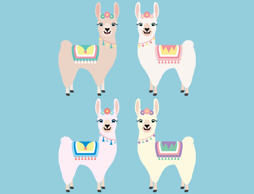 Cute Llama Clipart Bundle, Llamas Clip Art PNG, Printable Cactus Art ...