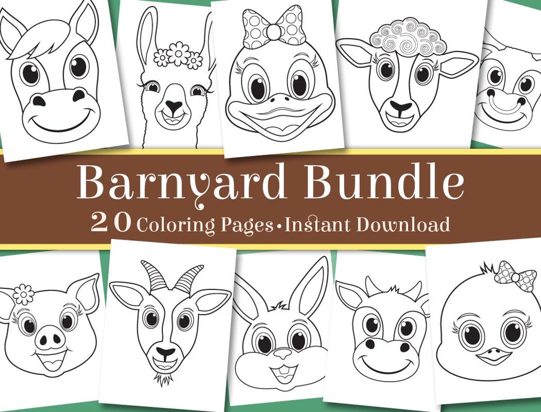 Cute Barnyard Animal Coloring Pages, Farmhouse, Cow, Chicken, Duck ...