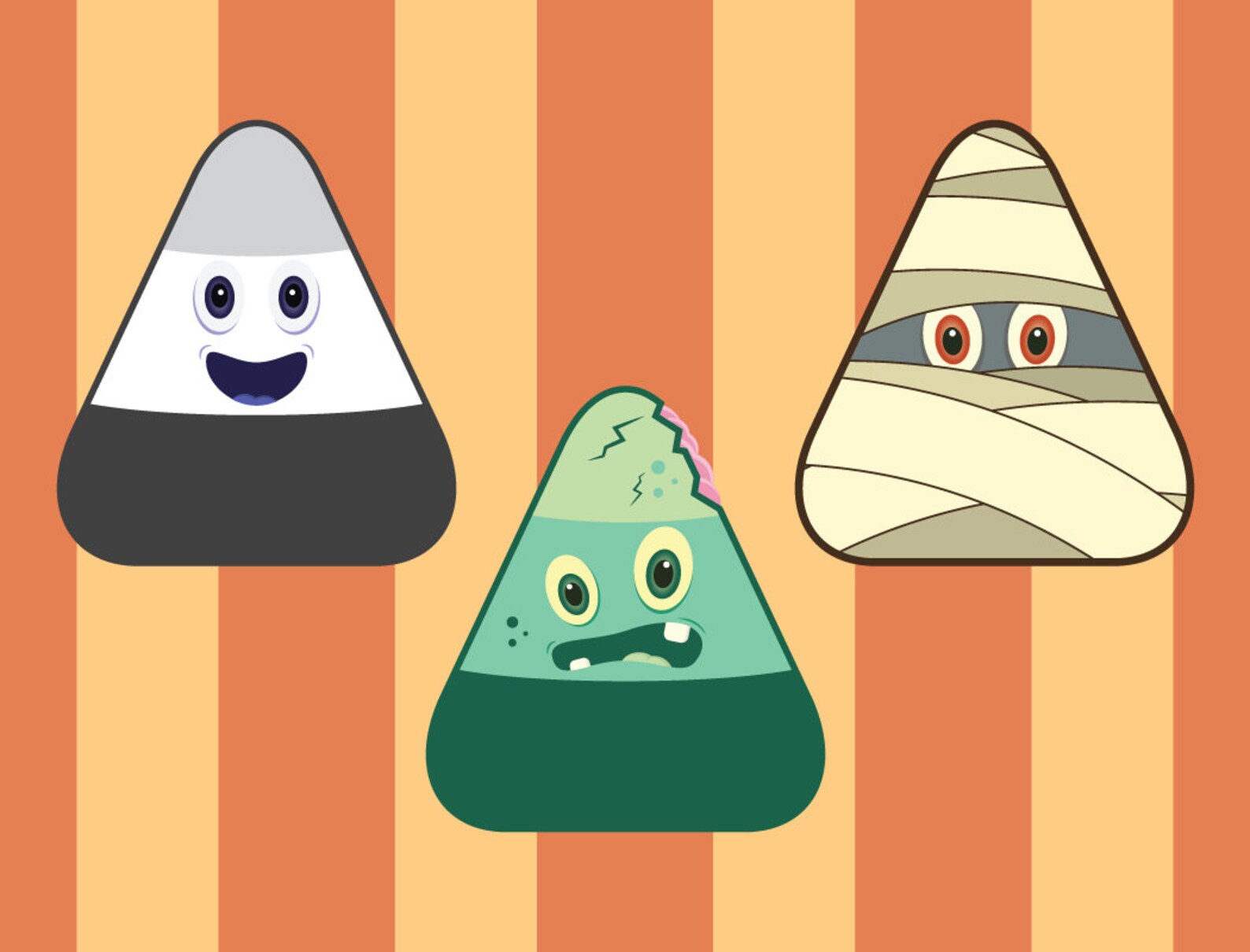 Candy Corn Clipart Halloween Emojis Cute Witch Zombie - Etsy