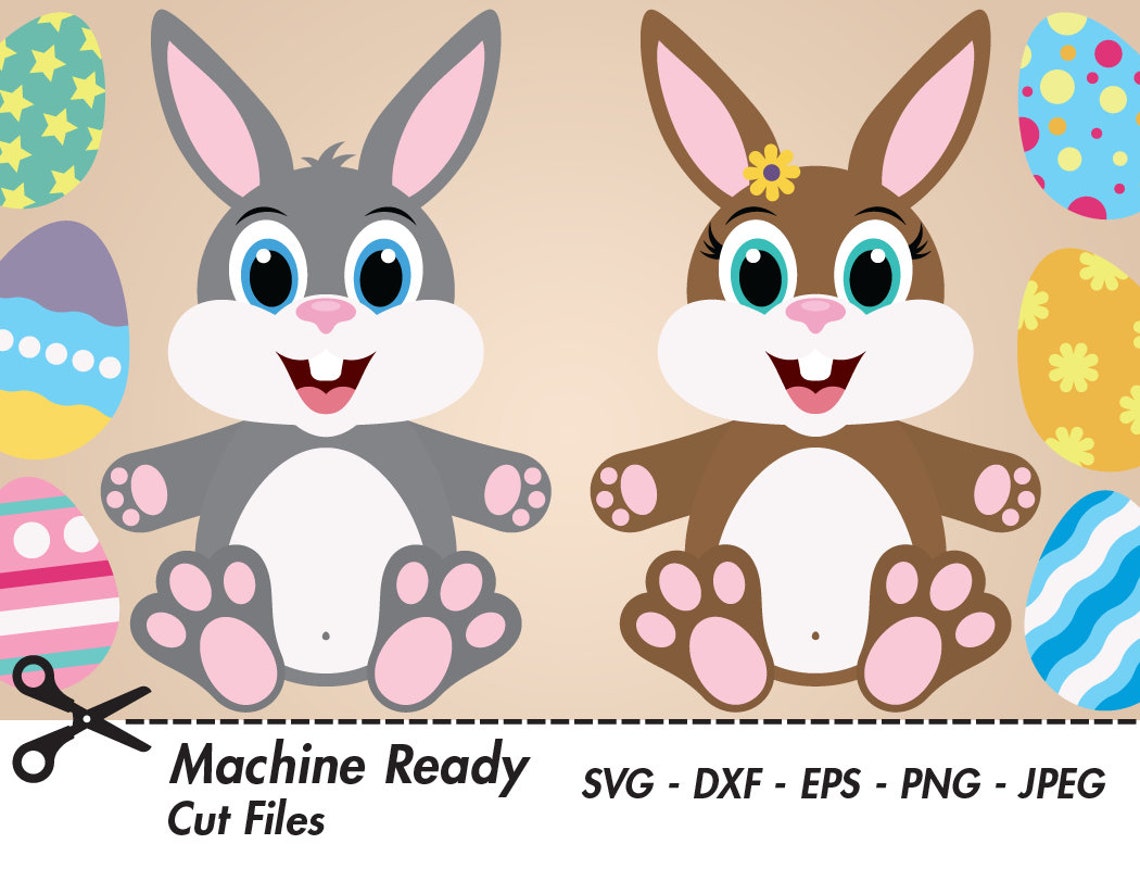 Cute Bunny Rabbit SVG Cut Files PNG Easter Bunny Clipart | Etsy