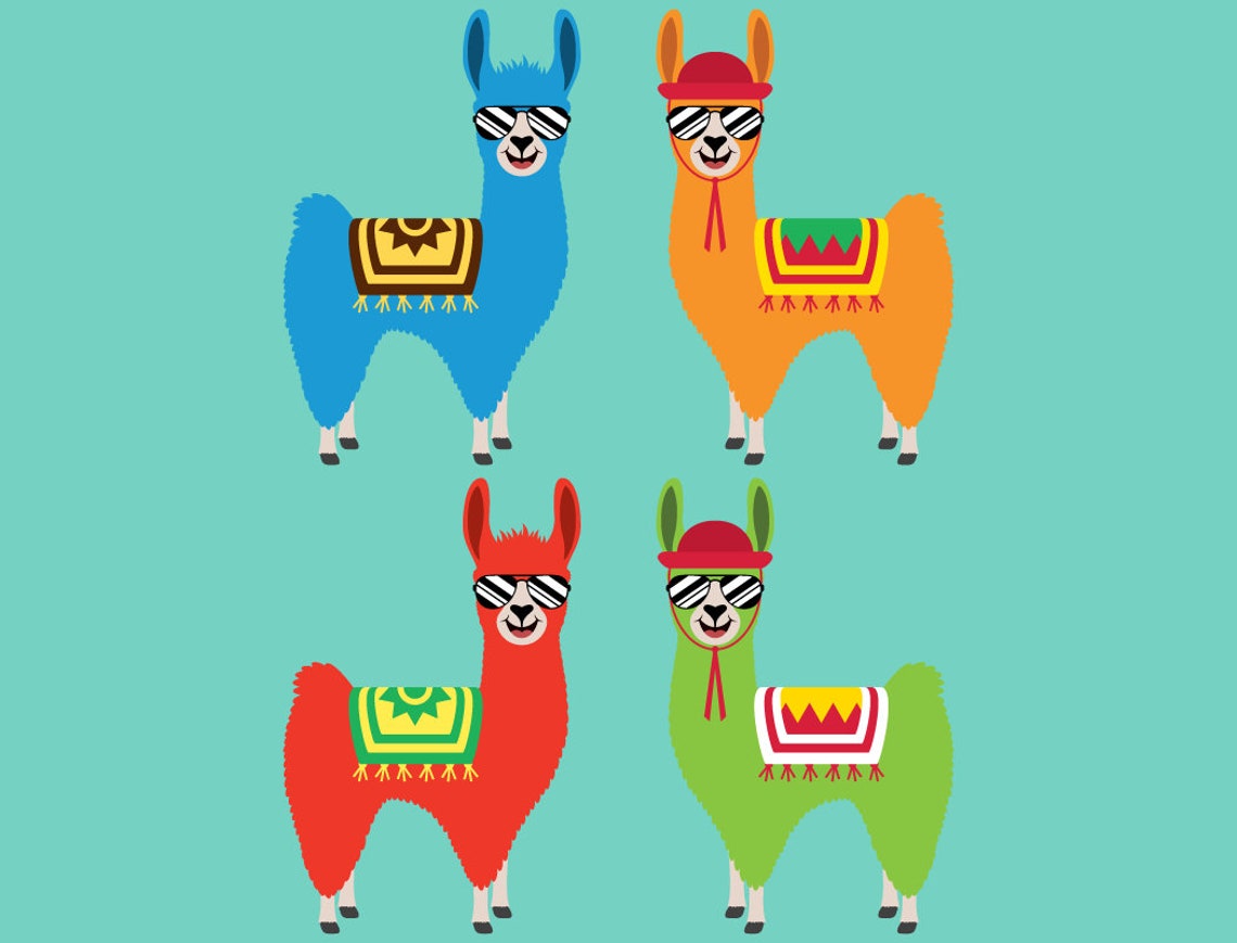 Llama Clipart Super Bundle, Llamas Clip Art PNG, Printable Cactus Art ...