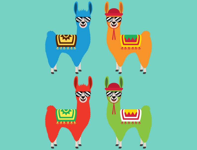 Llama Clipart Super Bundle, Llamas Clip Art PNG, Printable Cactus Art ...