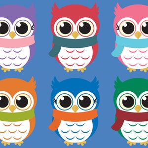 Winter Owl Bundle Clipart, Cute Baby Owl Decoration, Fall Clip Art ...