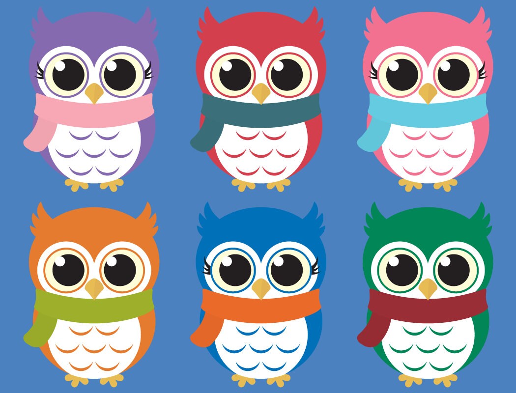 Winter Owl Bundle Clipart Cute Baby Owl Decoration Fall Clip - Etsy
