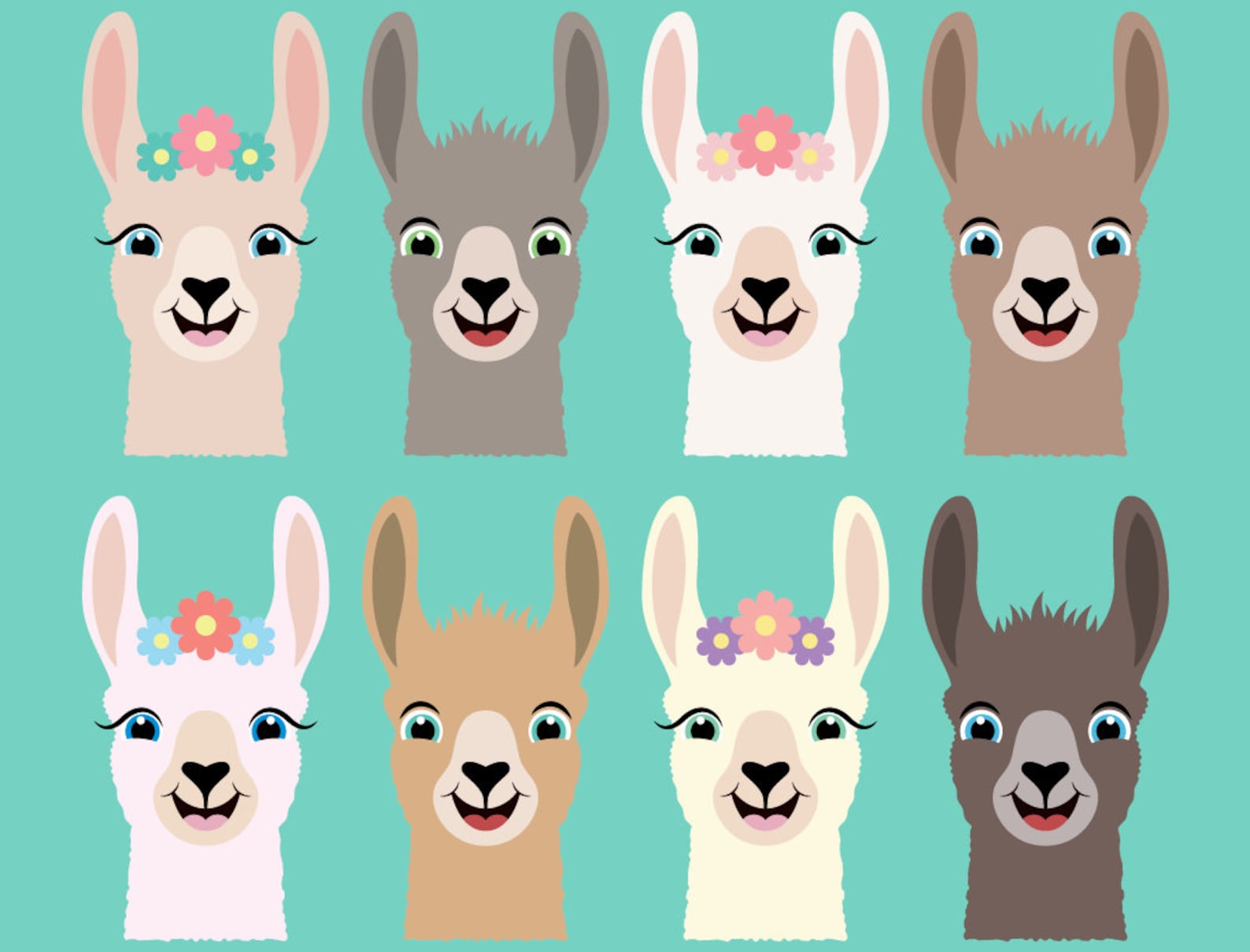 Llama Clipart Super Bundle llamas clip art PNG printable | Etsy