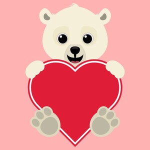 Cute Polar Bear Valentine Heart SVG Cut Files, Valentine Clipart, PNG ...