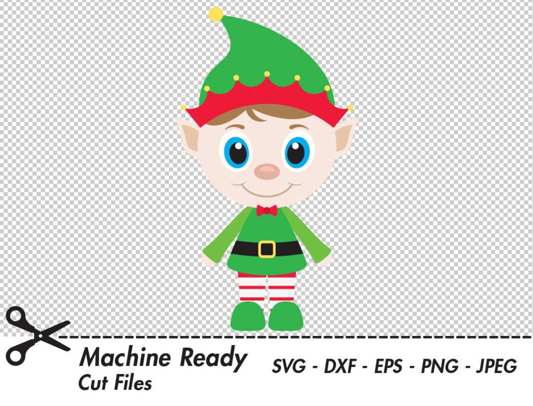 Cute Elf Boy SVG Cut Files, PNG Elf Clipart, Christmas Clip Art, Elf ...