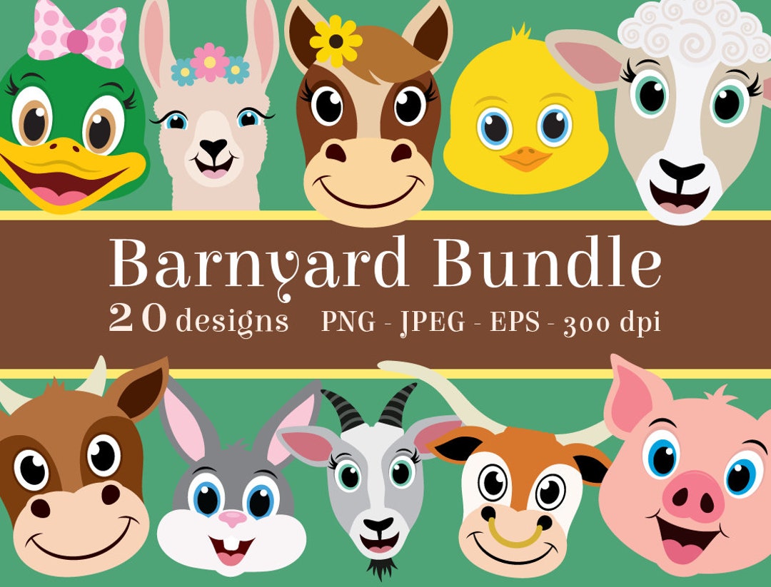 Barnyard Animal Clipart Bundle, Farmhouse Clip Art, Cow, Chicken, Duck ...