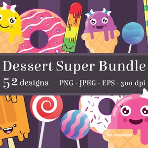 Dessert Clipart Bundle, Cute Food, Kawaii Food, Printable Popsicle ...