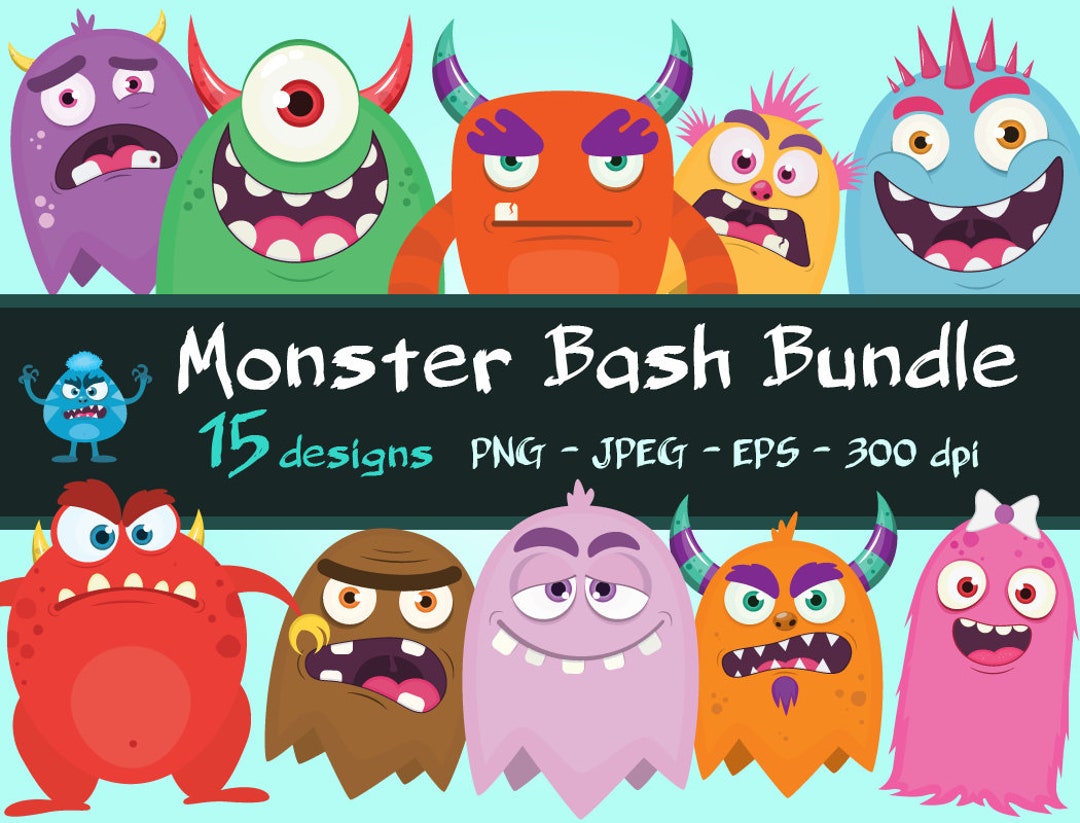 Monster Clip Art Bundle, Cute Monster Clipart, Monster Bash, Funny ...
