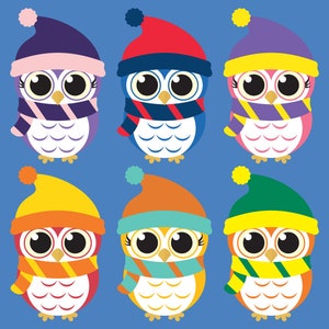 Winter Owl Bundle Clipart, Cute Baby Owl Decoration, Fall Clip Art ...