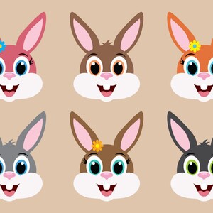 Easter Bunny Clipart Bundle, Bunny Rabbit Clip Art, Cute Bunny Face ...