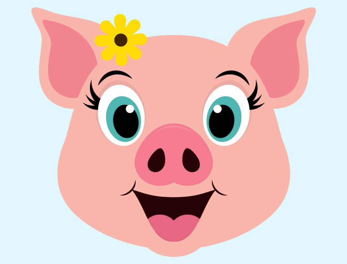 Cute Pig SVG Cut Files Pigs Clipart Pig Face Clip Art - Etsy