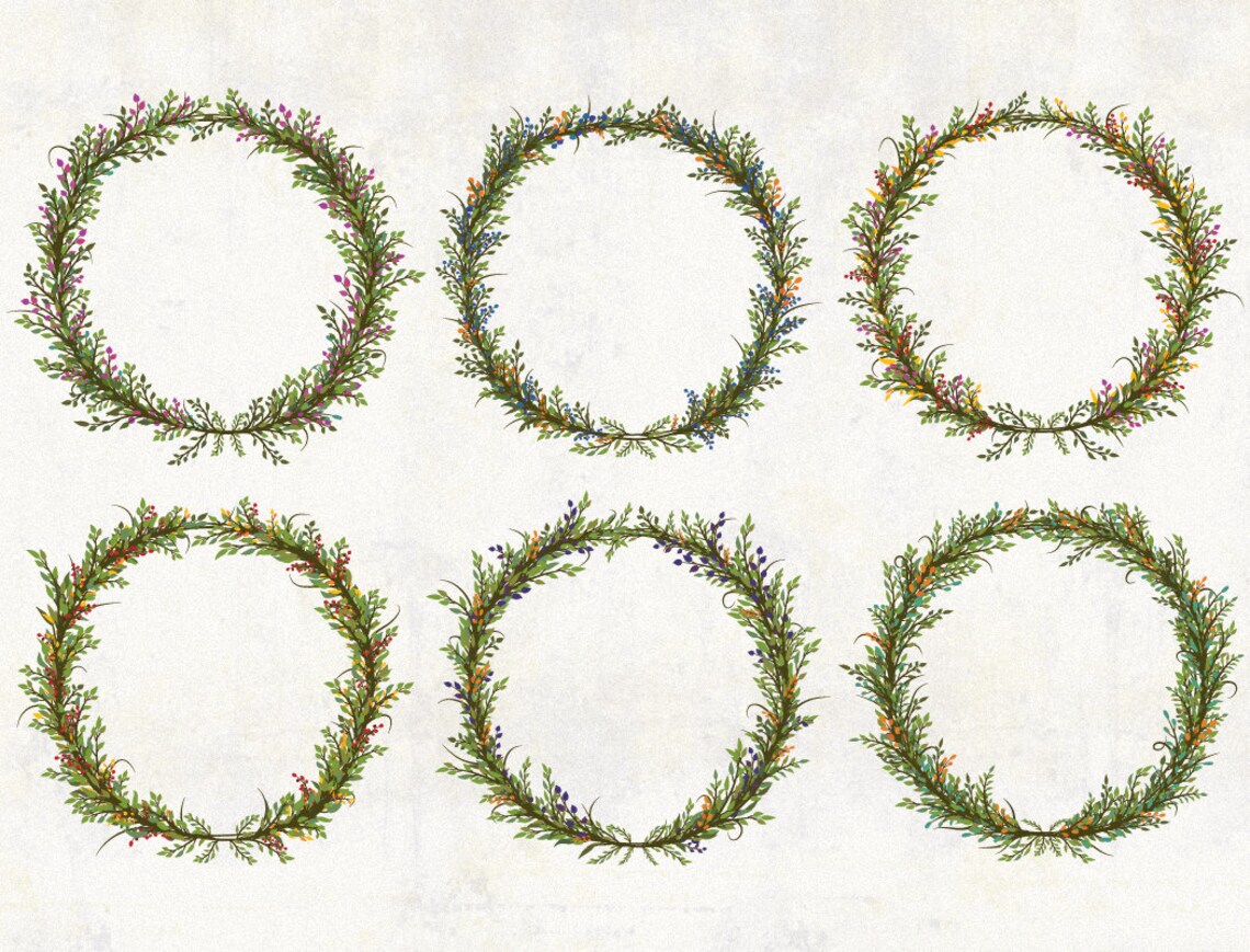 Wreath Graphics Laurel Clipart Wreaths Clip Art Hand Drawn - Etsy