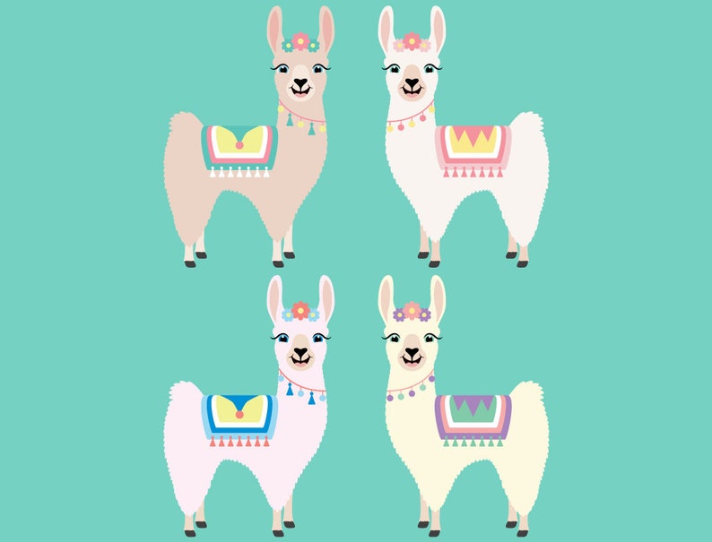 Llama Clipart Super Bundle Llamas Clip Art PNG Printable - Etsy