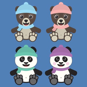 Winter Bear Bundle Clipart, Baby Bear Clip Art, Cute Bear Graphics ...