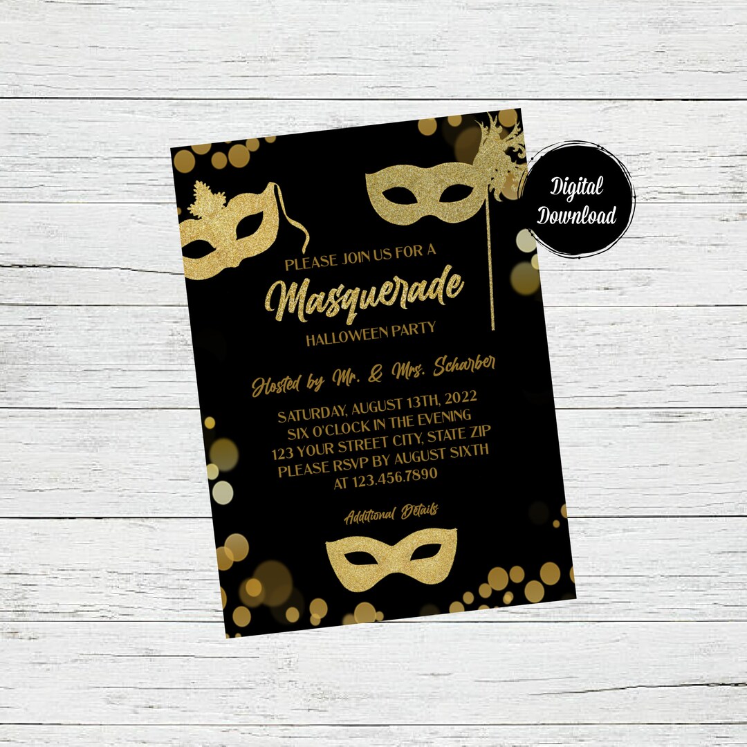 Masquerade Halloween Party Invitations - Etsy