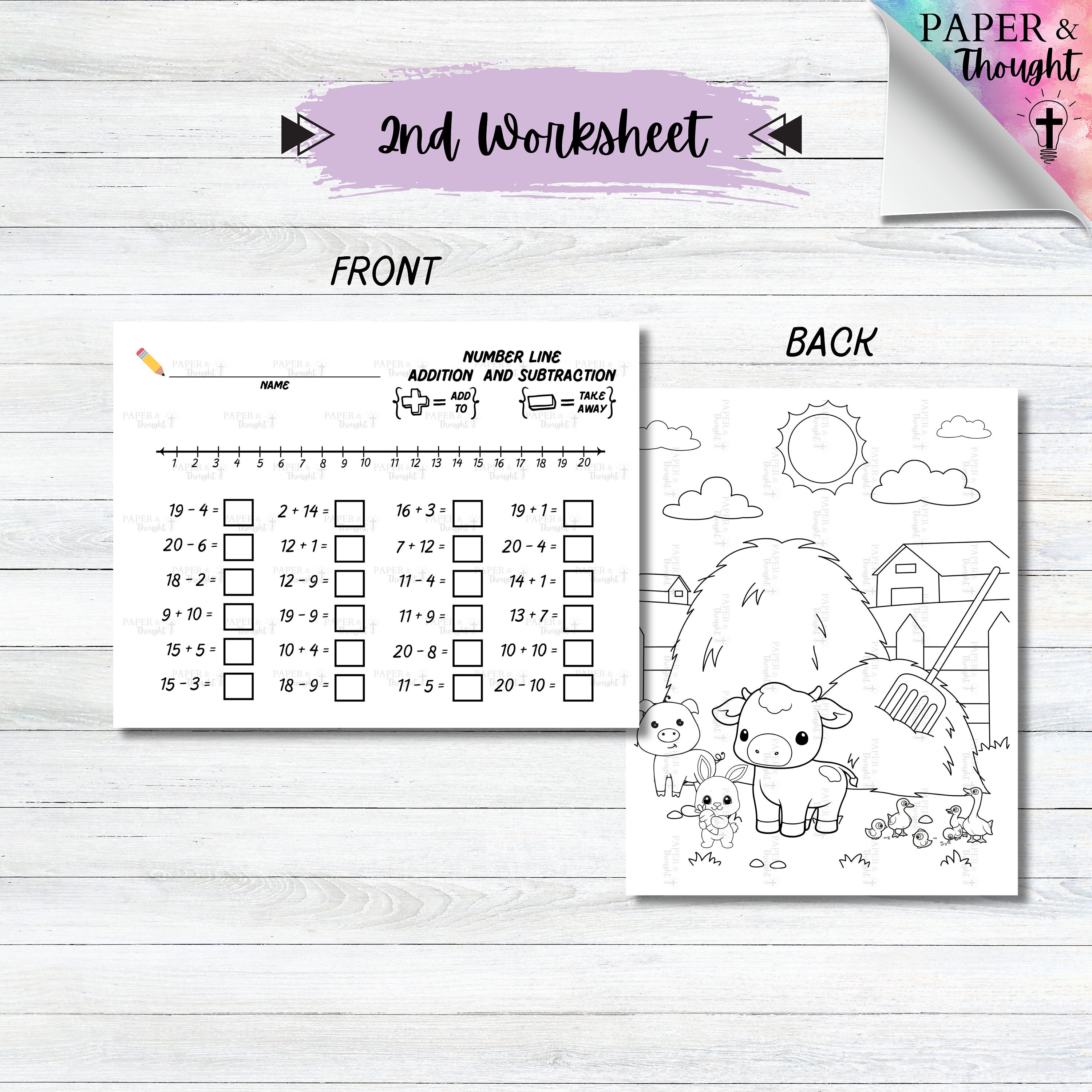 Number Line Worksheet & Coloring Pages - Etsy