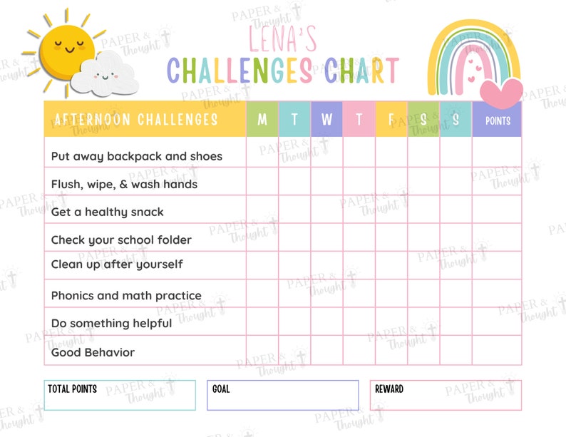 Kids Routine Chart - Chores Challenges Morning Afternoon Evening - Etsy