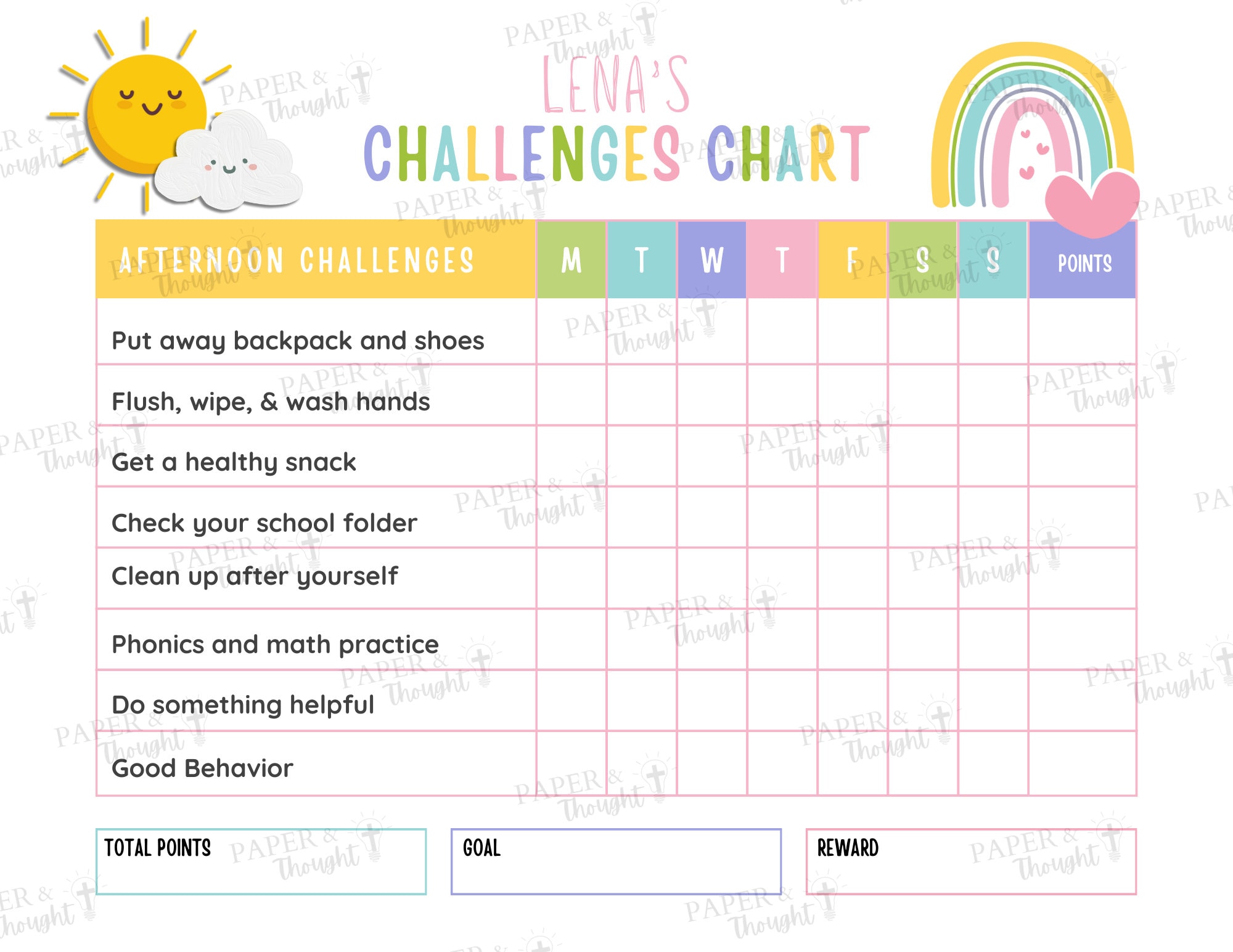 Kids Routine Chart - Chores Challenges Morning Afternoon Evening - Etsy