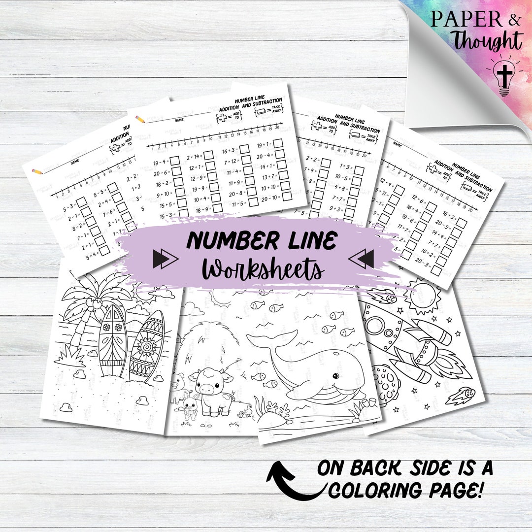 Number Line Worksheet & Coloring Pages - Etsy