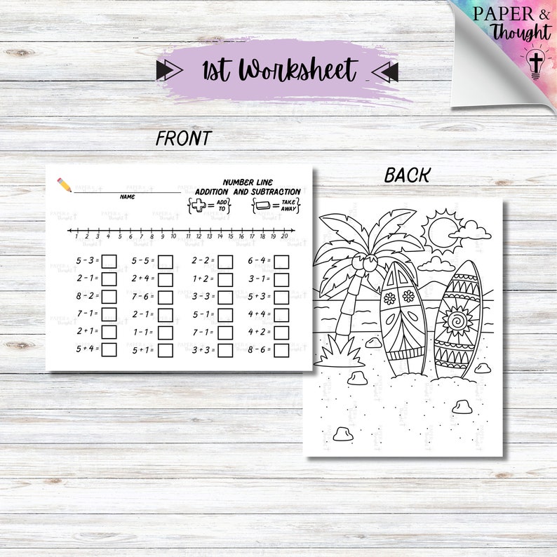 Number Line Worksheet & Coloring Pages - Etsy