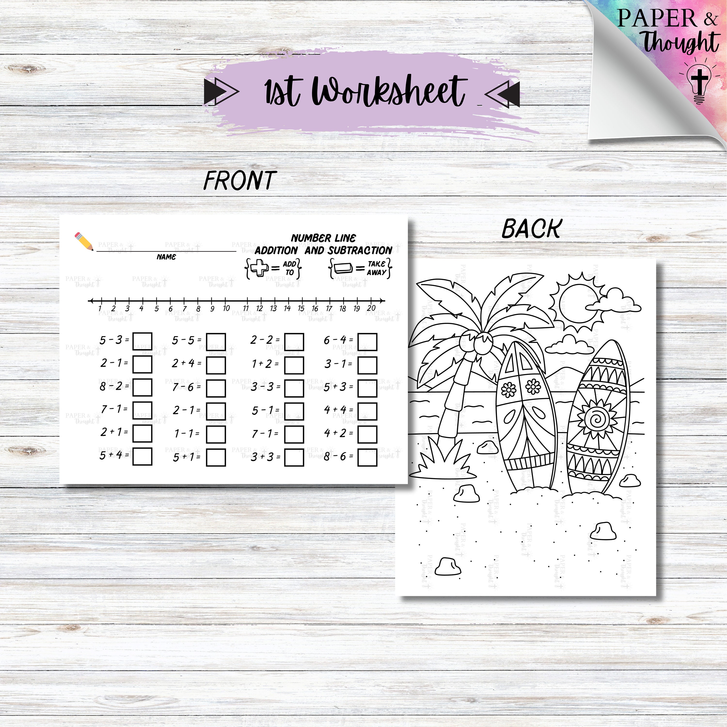 Number Line Worksheet & Coloring Pages - Etsy