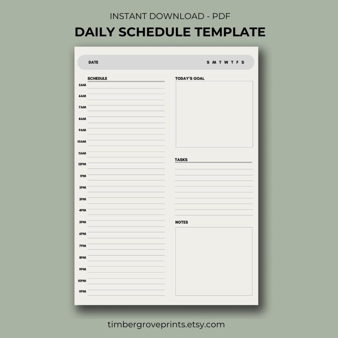 Daily Schedule Template - Etsy