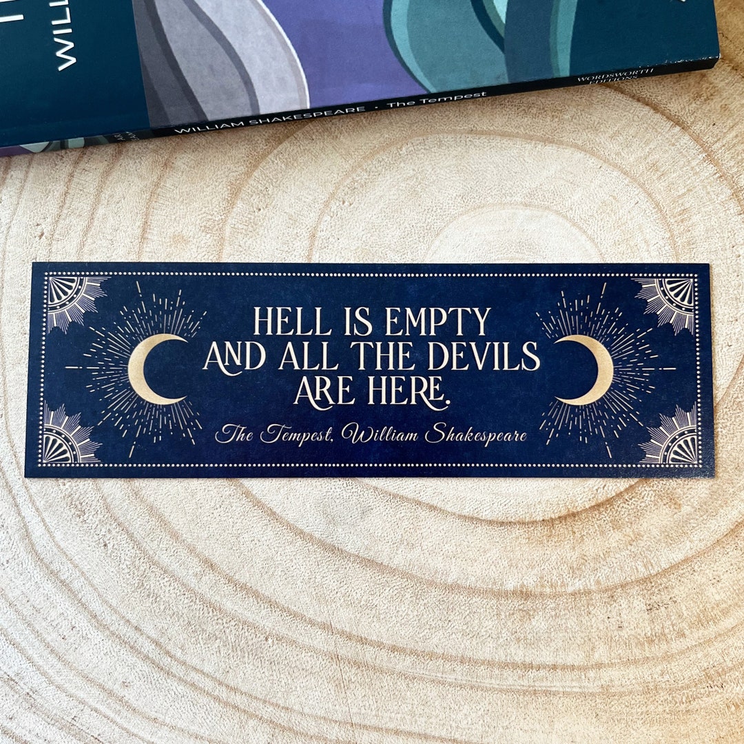 The Tempest - 'hell is Empty' Bookmark - William Shakespeare - Literary Quote - Eco-friendly ...
