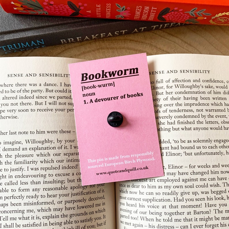 Professional Bookworm Wooden Pin - Bookish - Bibliophile - Gifts for ...