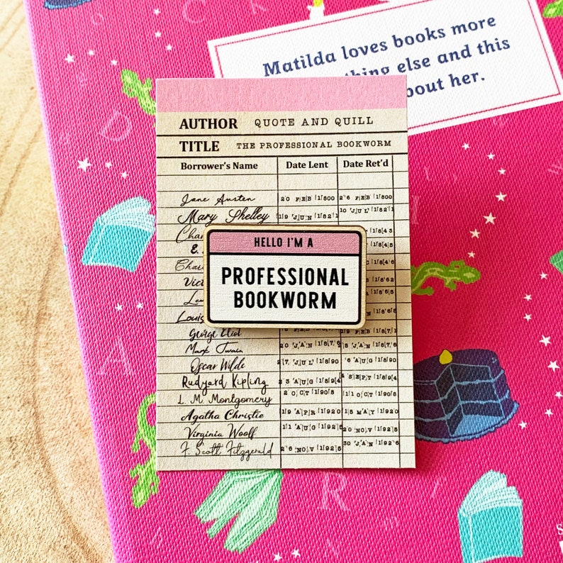 Professional Bookworm Wooden Pin - Bookish - Bibliophile - Gifts for ...