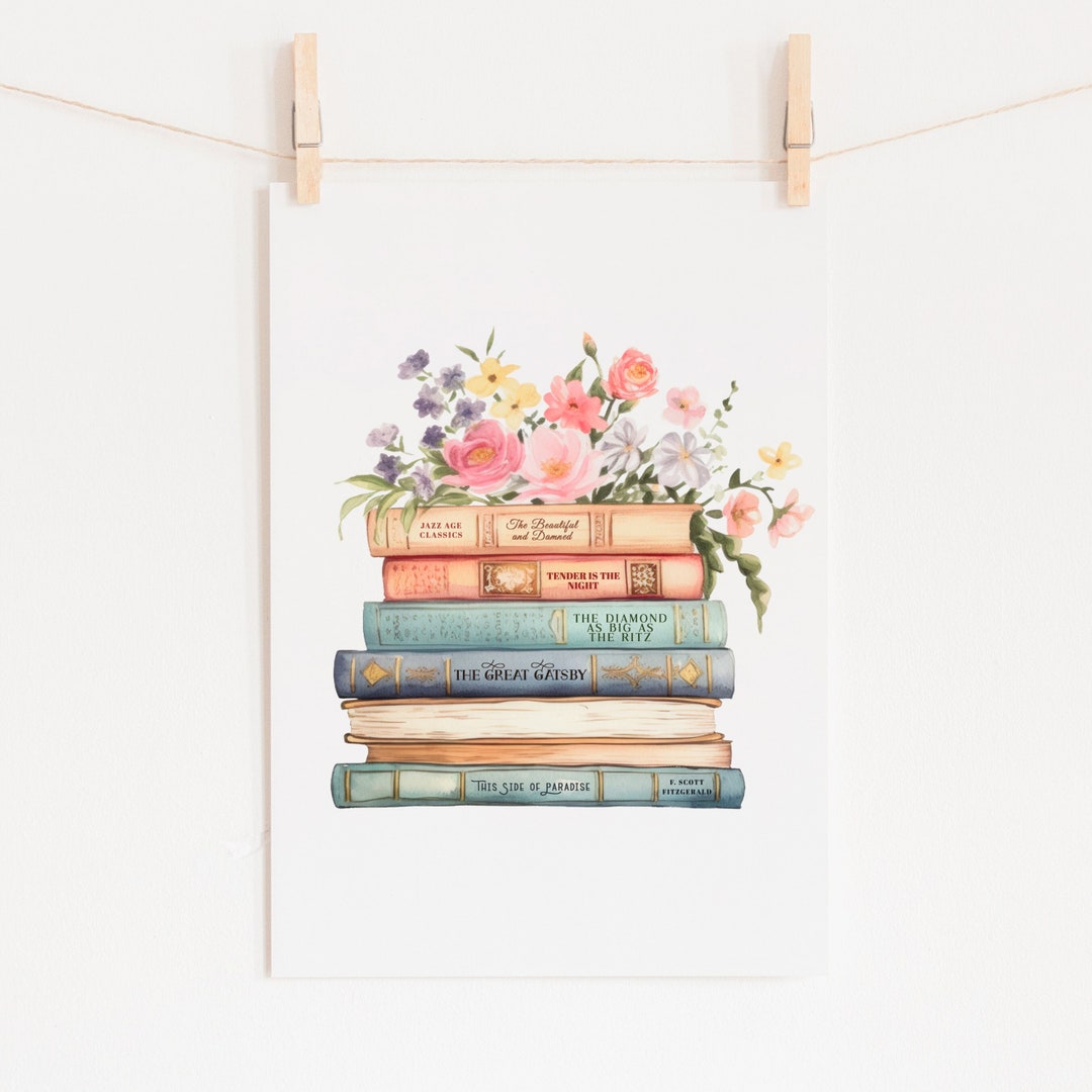 F. Scott Fitzgerald Book Stack Print - the Great Gatsby - This Side of ...