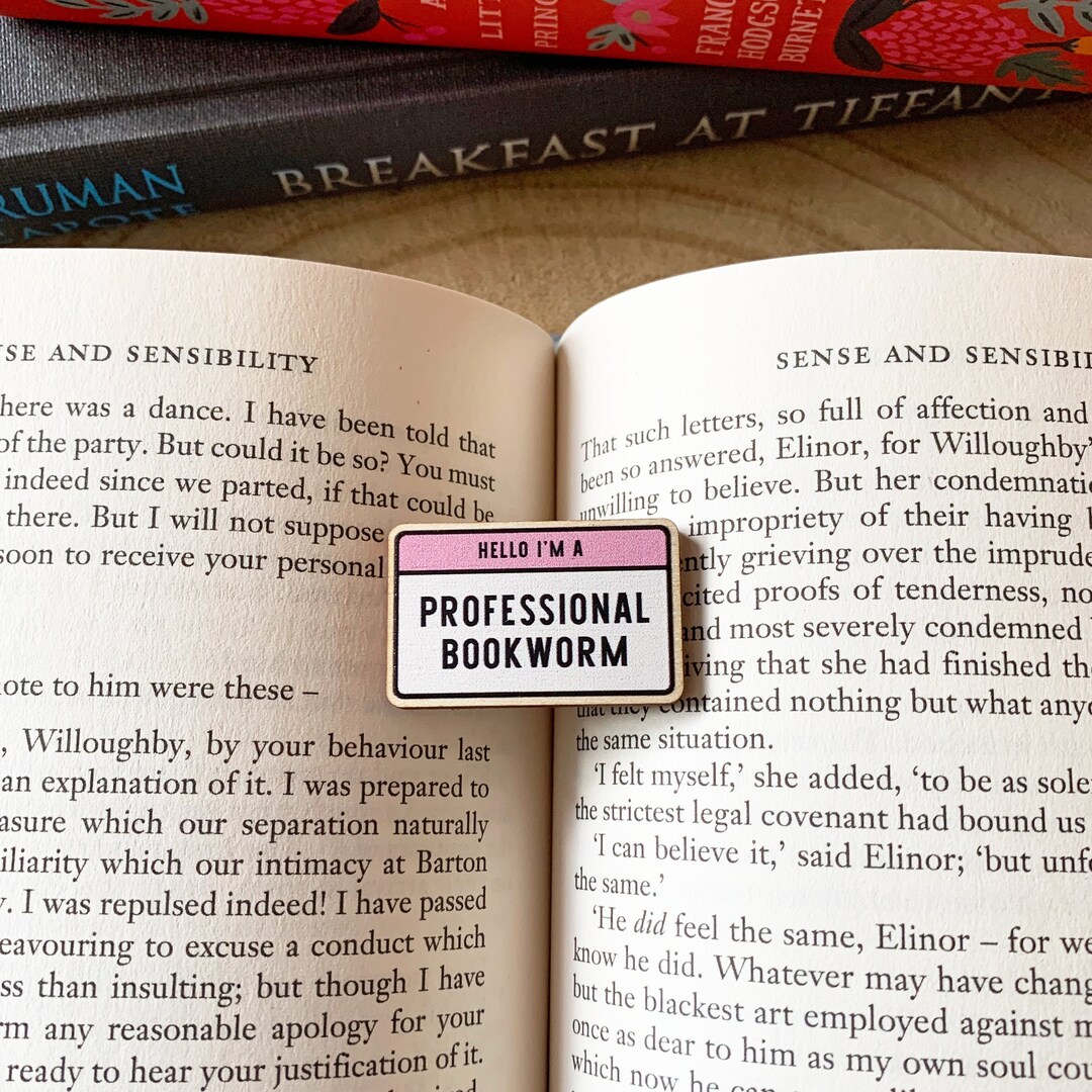 Professional Bookworm Wooden Pin - Bookish - Bibliophile - Gifts for ...