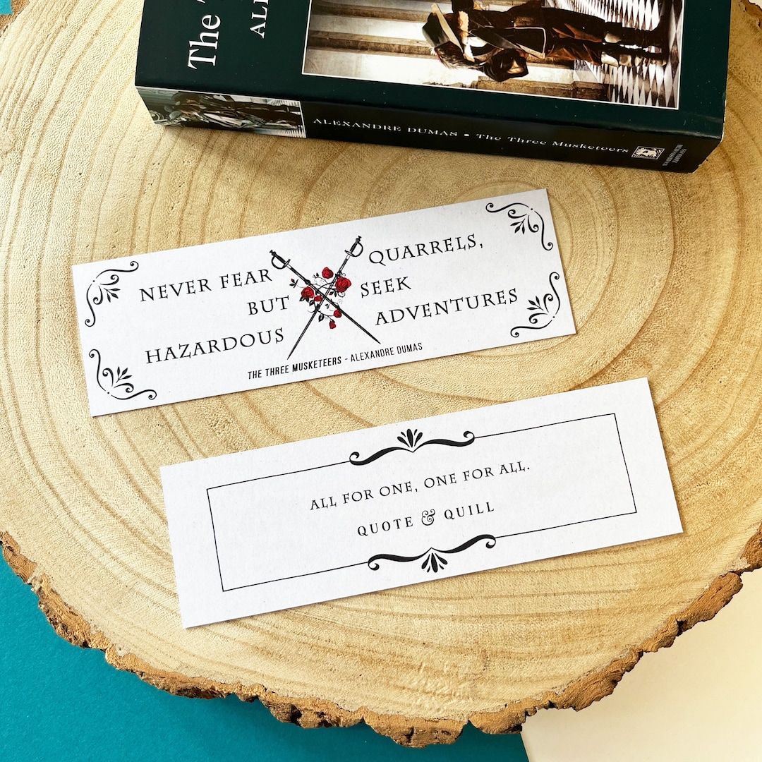 The Three Musketeers - 'never Fear Quarrels' Bookmark - Alexandre Dumas ...