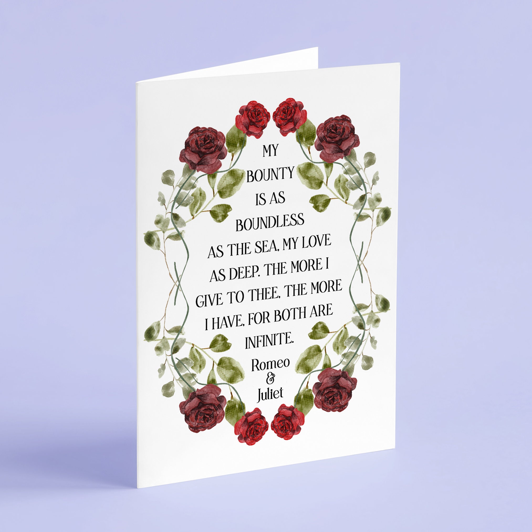 Romeo and Juliet - 'as Boundless as the Sea' Literary Quote Card ...