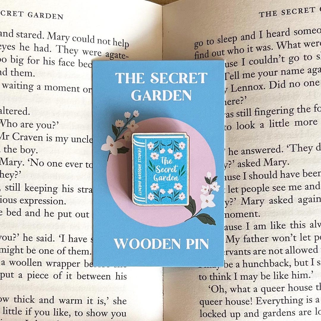 The Secret Garden Wooden Pin - Frances Hodgson Burnett - Book Pin ...