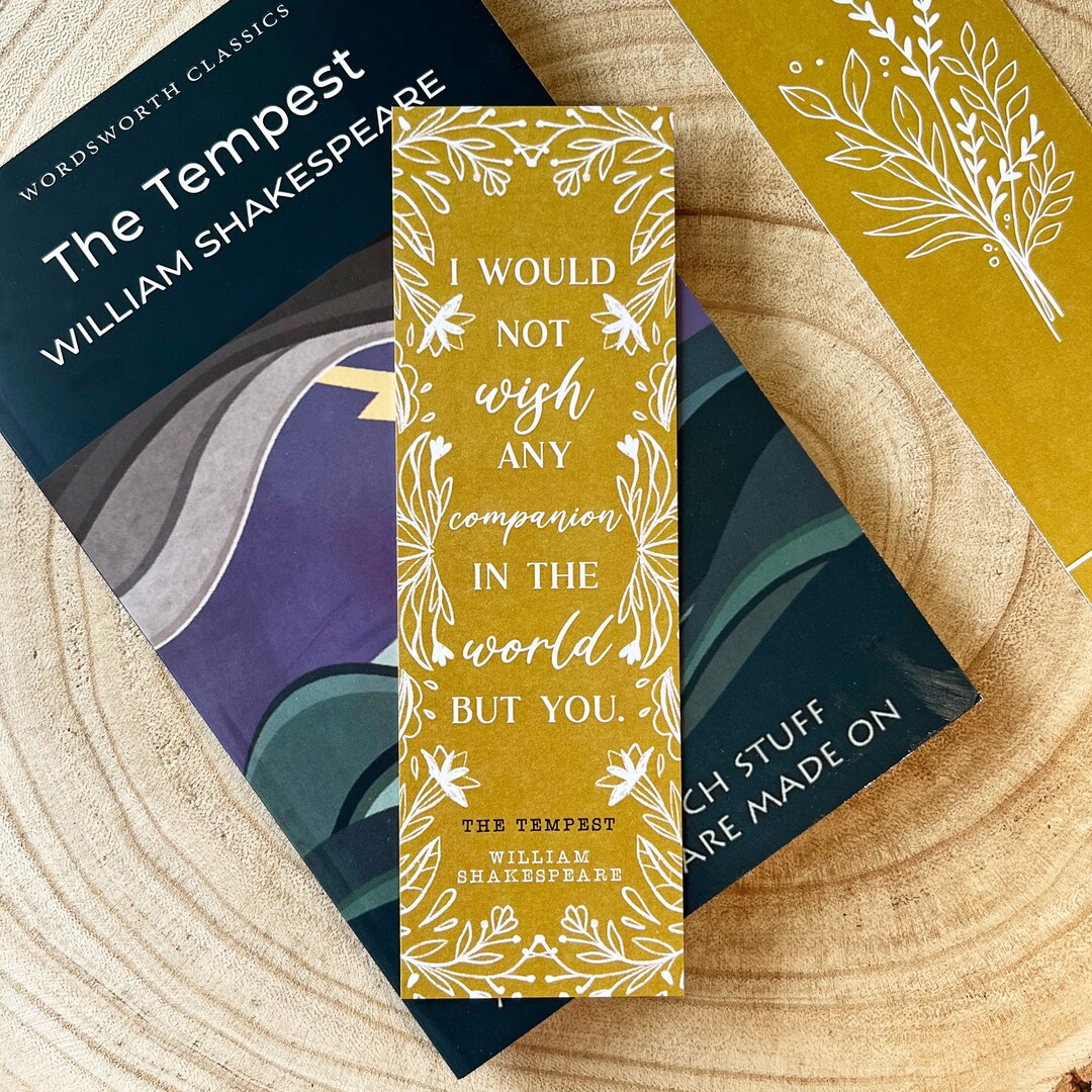 The Tempest 'any Companion in the World' Bookmark William Shakespeare ...