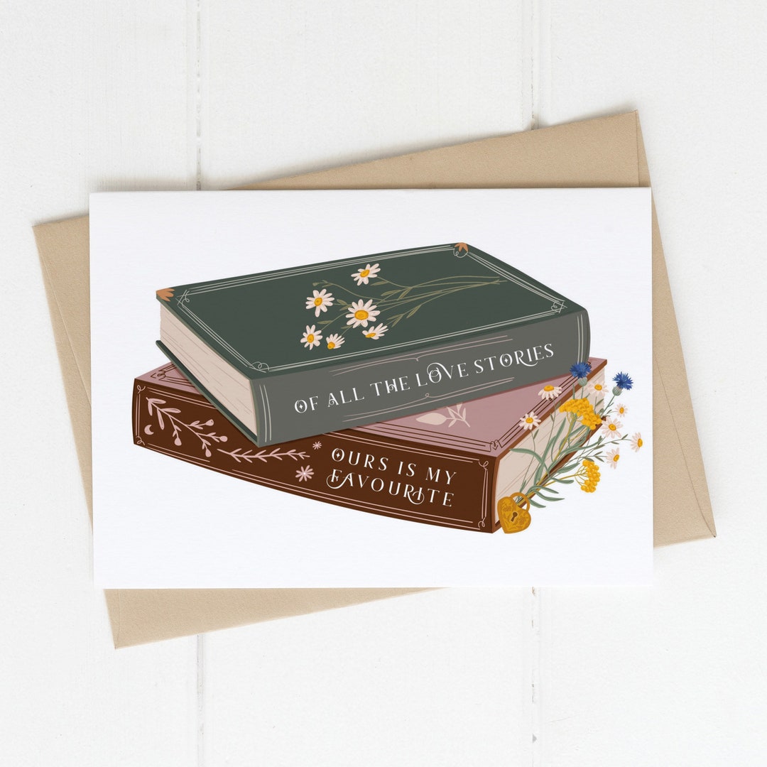 Our Love Story Book Stack Card Bookish Card Romantic Card Book Lovers ...