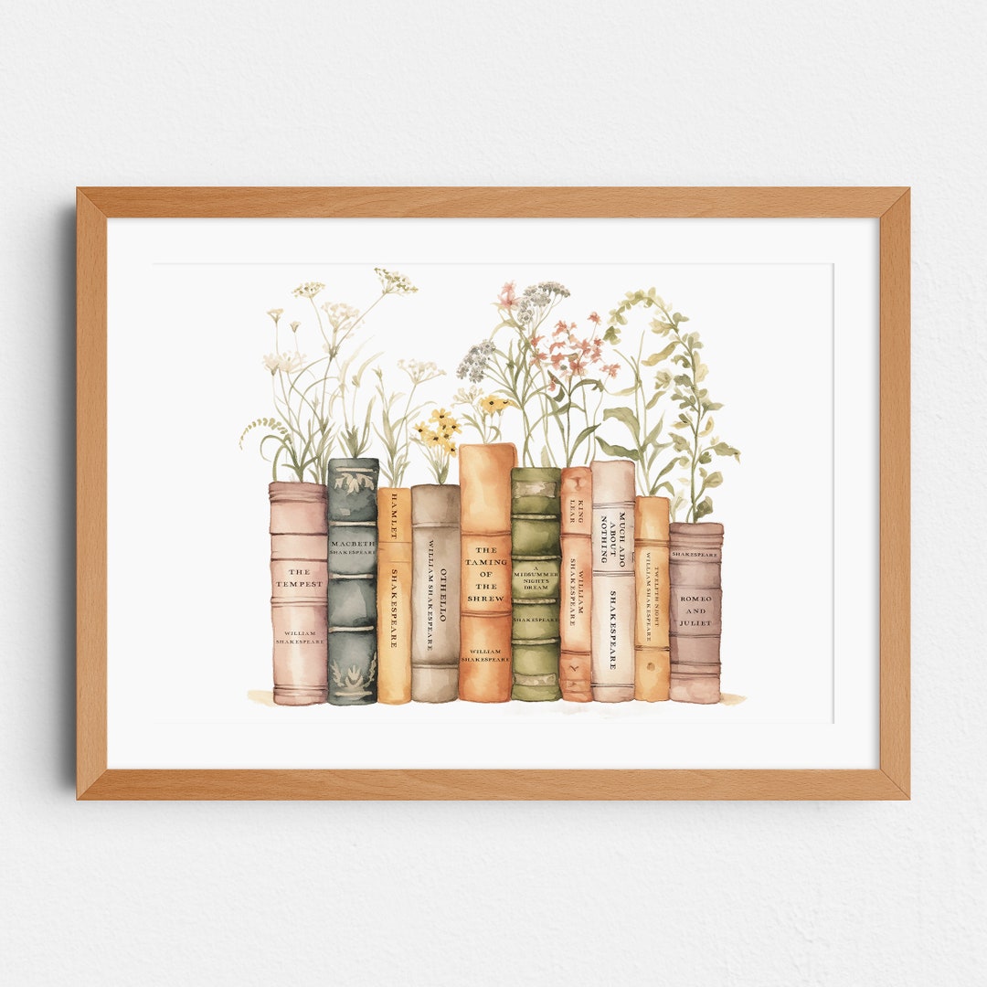 Shakespeare Book Stack Print - the Tempest - Macbeth - Hamlet - Romeo ...