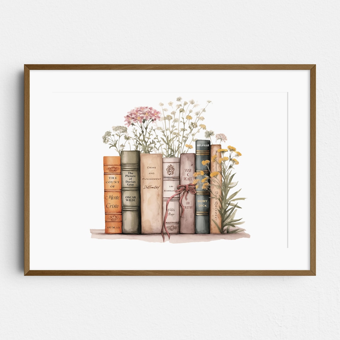 Classic Book Stack Print - Les Miserables - Moby Dick - War and Peace ...