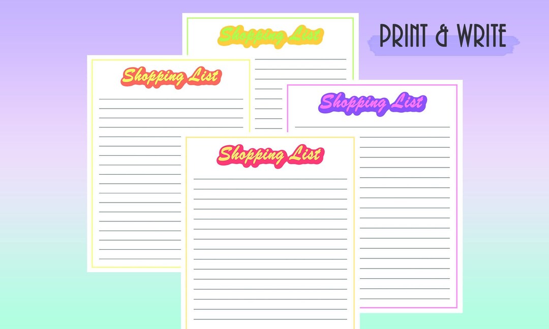 Retro-style List Template, Shopping List, to Do List, Colorful and ...
