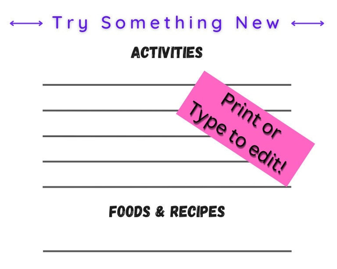 To-do List: Try Something New! Simple To-do List for New Things to Do ...