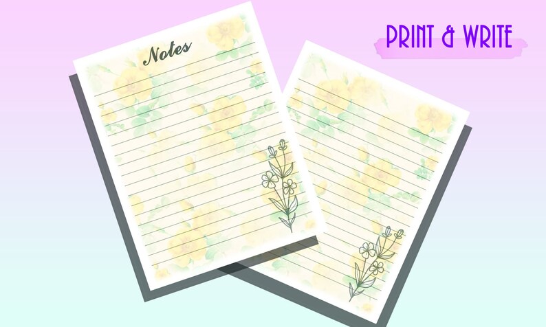 Floral Printer Paper, Printable Template for Writing, PDF, Print and ...